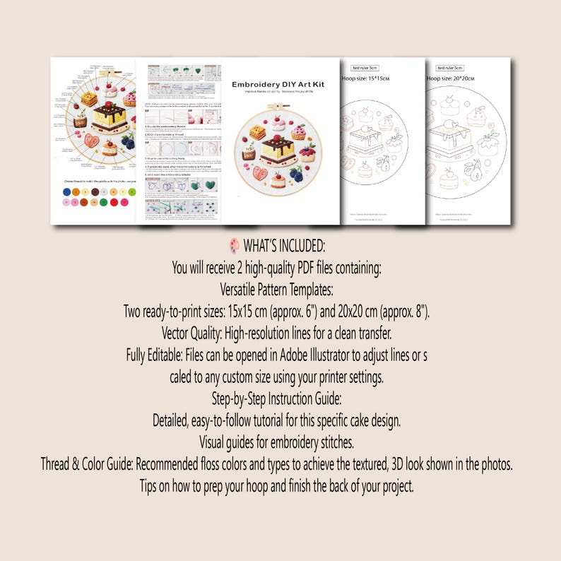 Sweet Treats Embroidery Pattern PDF, Dessert Hand Embroidery Design ...