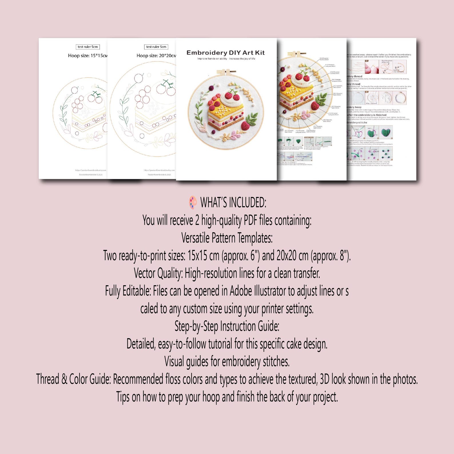 Cake Embroidery Pattern PDF, Dessert Hand Embroidery Design, Food ...