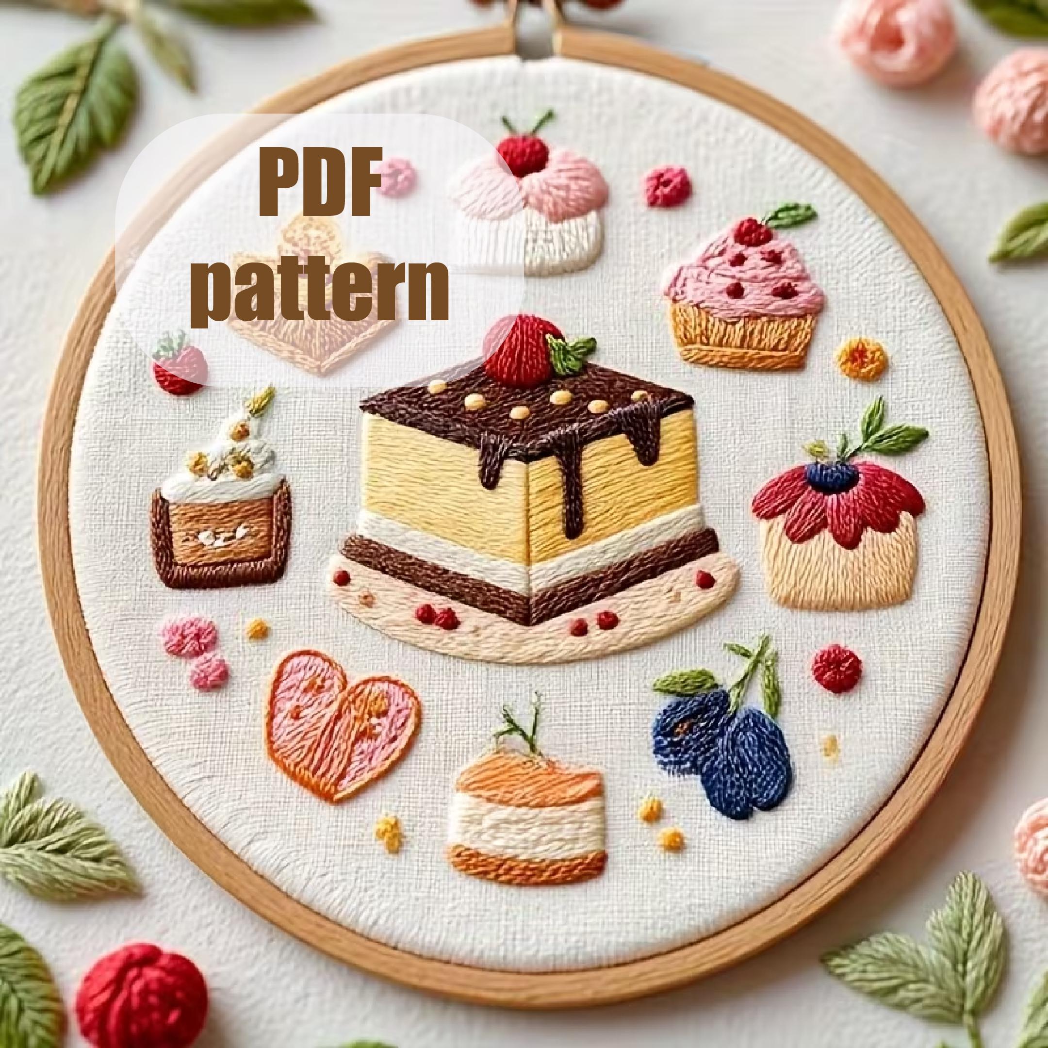Sweet Treats Embroidery Pattern PDF, Dessert Hand Embroidery Design ...