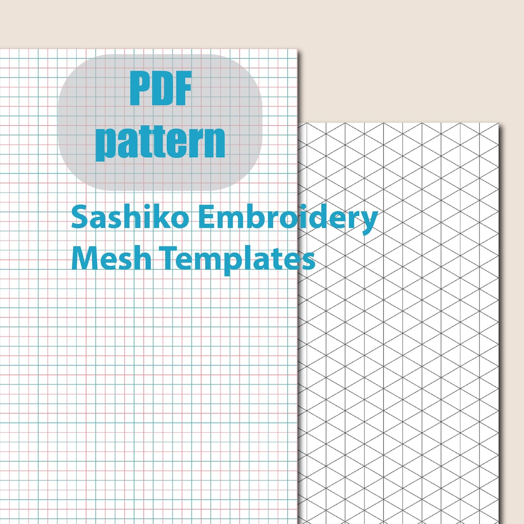 Sashiko Embroidery Grid Templates – Printable PDF & Vector Illustrator ...