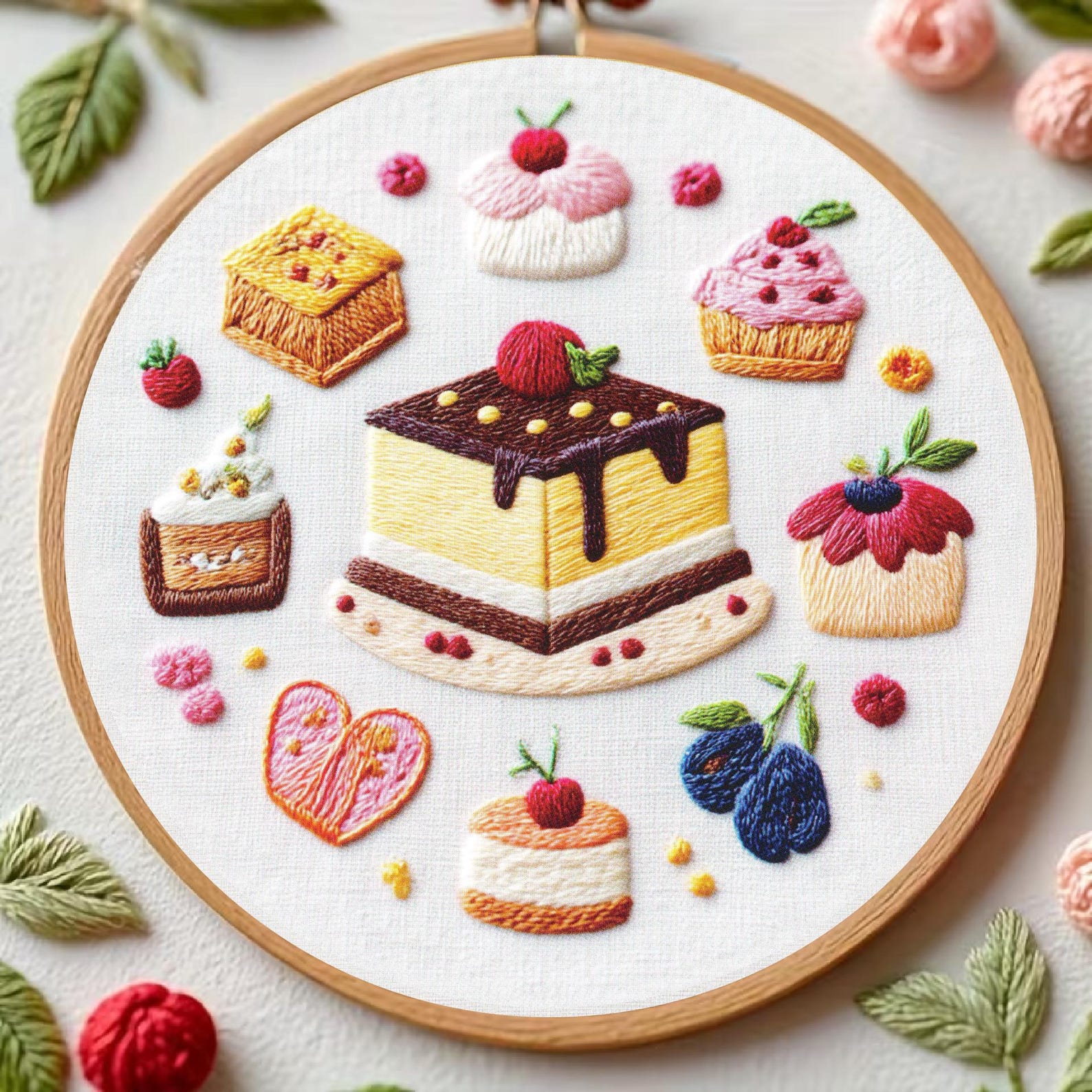 Sweet Treats Embroidery Pattern PDF, Dessert Hand Embroidery Design ...