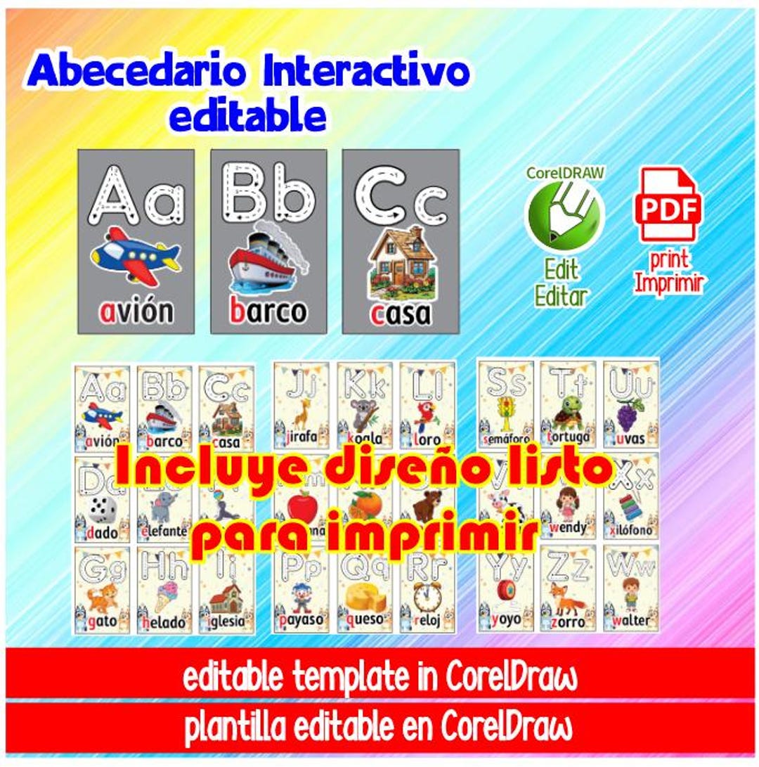 Plantilla Editable Del ABECEDARIO En Español - Etsy
