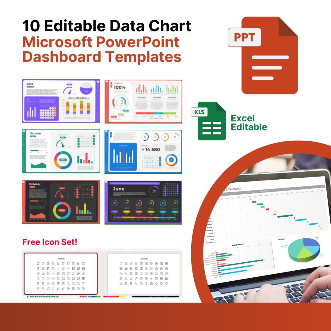 Data Chart Interactive Dashboard Powerpoint Template, Excel Editable ...