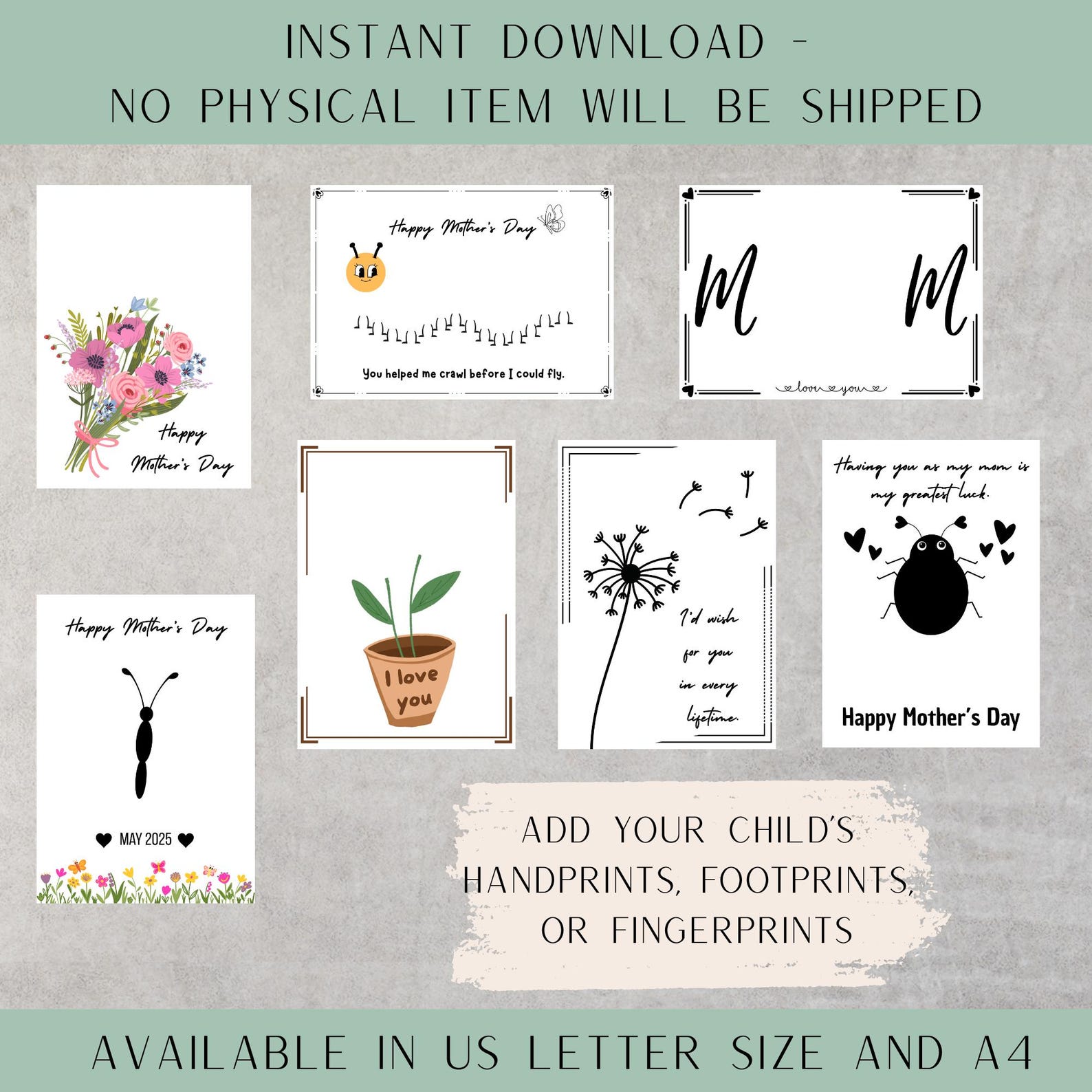 Mothers Day Handprint Craft Bundle Kids DIY Mother's Day Printable ...