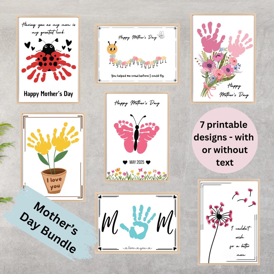 Mothers Day Handprint Craft Bundle Kids DIY Mother's Day Printable ...