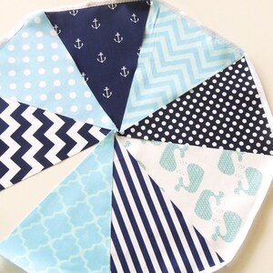 Nautical Baby Shower Banner, Bunting, Fabric Pennant Flags Navy, Light ...