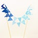 Blue Ombre Cake Topper Banner, Party Cake Bunting, Fabric Pennant Flags ...