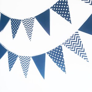 Bunting, Banner, Pennant Fabric Flags, Baby Shower Navy, White, Polka ...