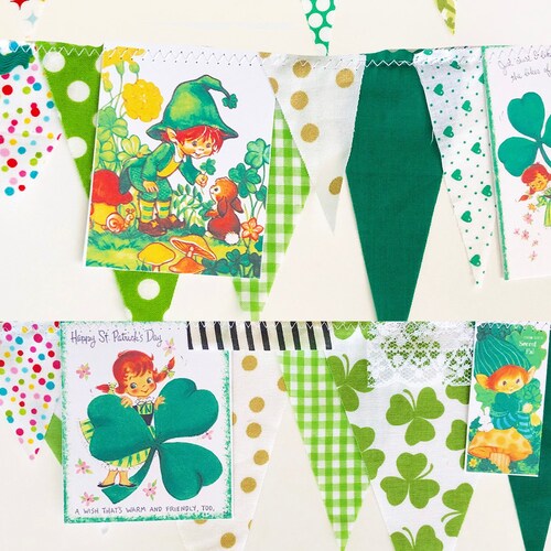 Vintage St Patrick's Day Bunting Banner Leprechaun Decor - Etsy