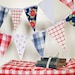 Blue Gingham Party Banner, Bunting, Pennant Flags, Vintage Style ...
