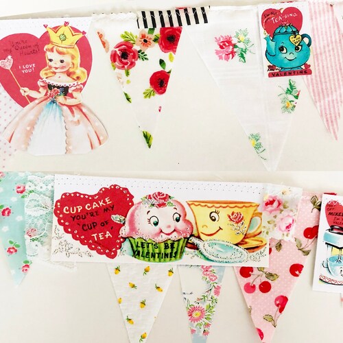 Vintage Valentine Bunting Banner Valentine's Day Decor - Etsy