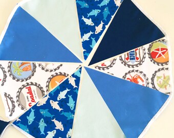 Banner Bunting Fabric Pennant Flags Beach Party Nautical | Etsy