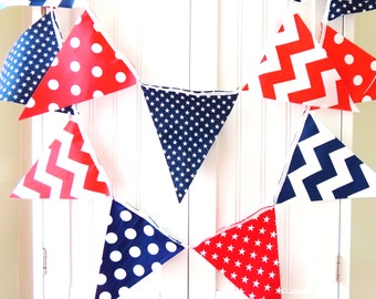 Nautical Banner Bunting Fabric Pennant Flags Navy Blue | Etsy