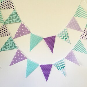 Purple, Lavender, Mint, Turquoise, Banner, Bunting, Garland Fabric ...