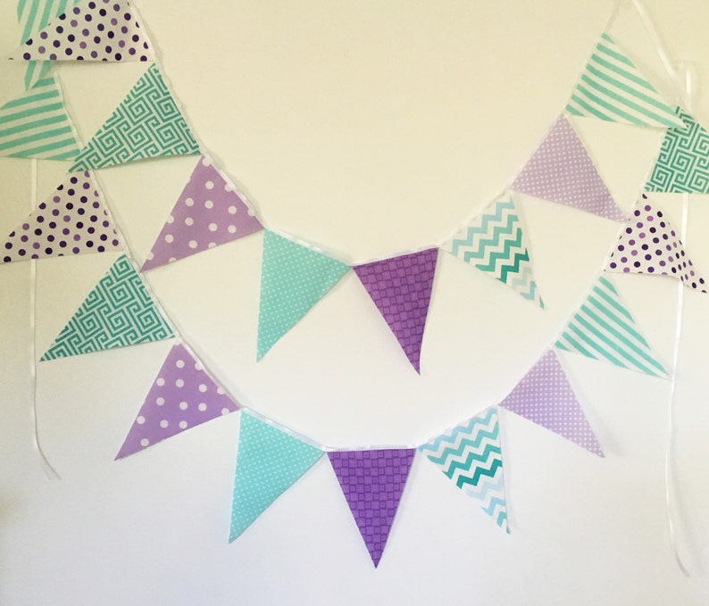 Purple Lavender Mint Turquoise Banner Bunting Garland | Etsy