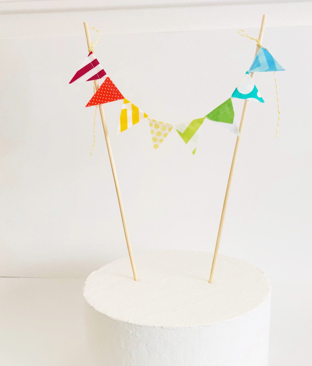 Rainbow Birthday Cake Topper Banner, Baby Shower Fabric Bunting Flags ...