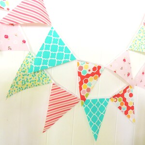 Fabric Banner, Bunting, Pennant Flags, Garland Turquoise, Pink, Mint ...