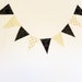 Fabric Banner Bunting, Metallic Gold and Black, Pennant Flags, Glitter ...