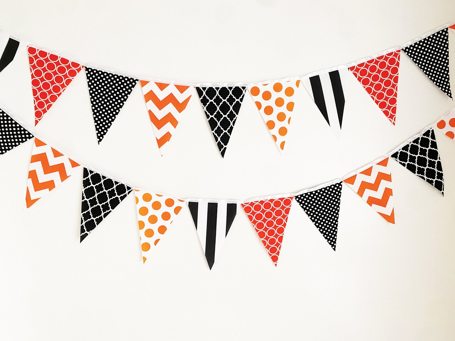 Banner Bunting Fabric Pennant Flags Orange Black Chevron - Etsy