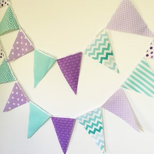 Purple, Lavender, Mint, Turquoise, Banner, Bunting, Garland Fabric ...