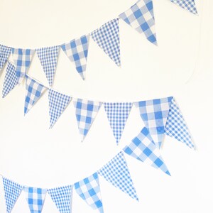 Blue Gingham Party Banner, Bunting, Pennant Flags, Vintage Style ...