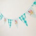 Ice Cream Picnic Party Gingham Banner, Mint Bunting, Vintage Ice Cream ...