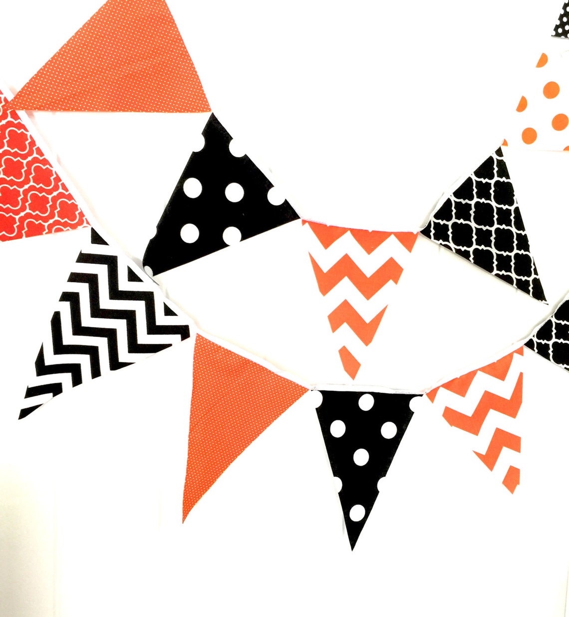 Banner Bunting Fabric Pennant Flags Orange Black Chevron | Etsy