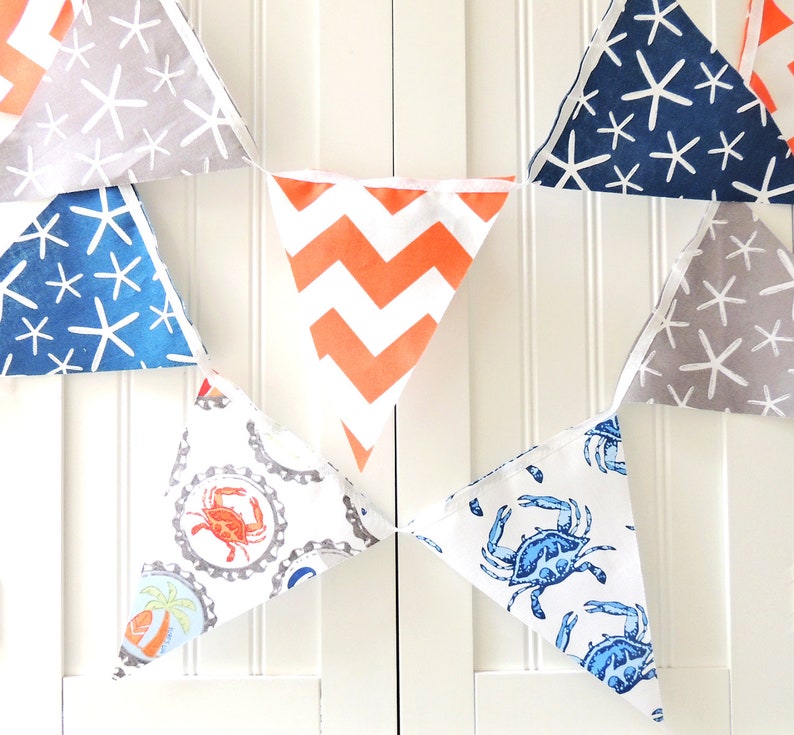 Banner Bunting Fabric Pennant Flags Beach Party Nautical | Etsy