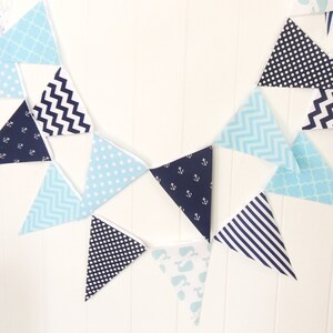 Nautical Baby Shower Banner, Bunting, Fabric Pennant Flags Navy, Light ...
