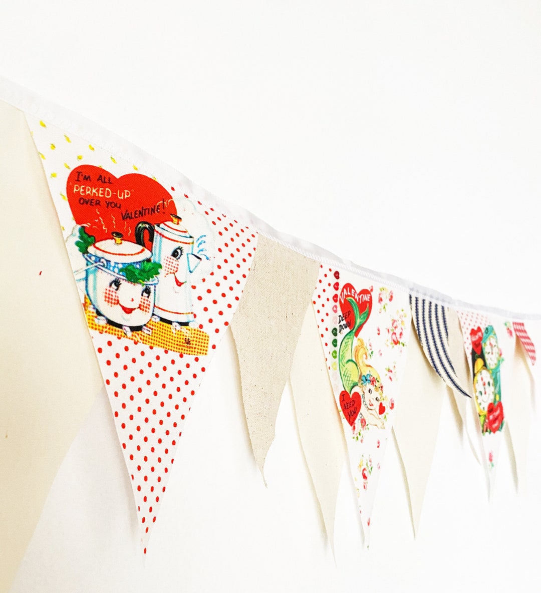 Vintage Valentine Bunting Banner, Valentine's Day Decor Shabby Chic ...