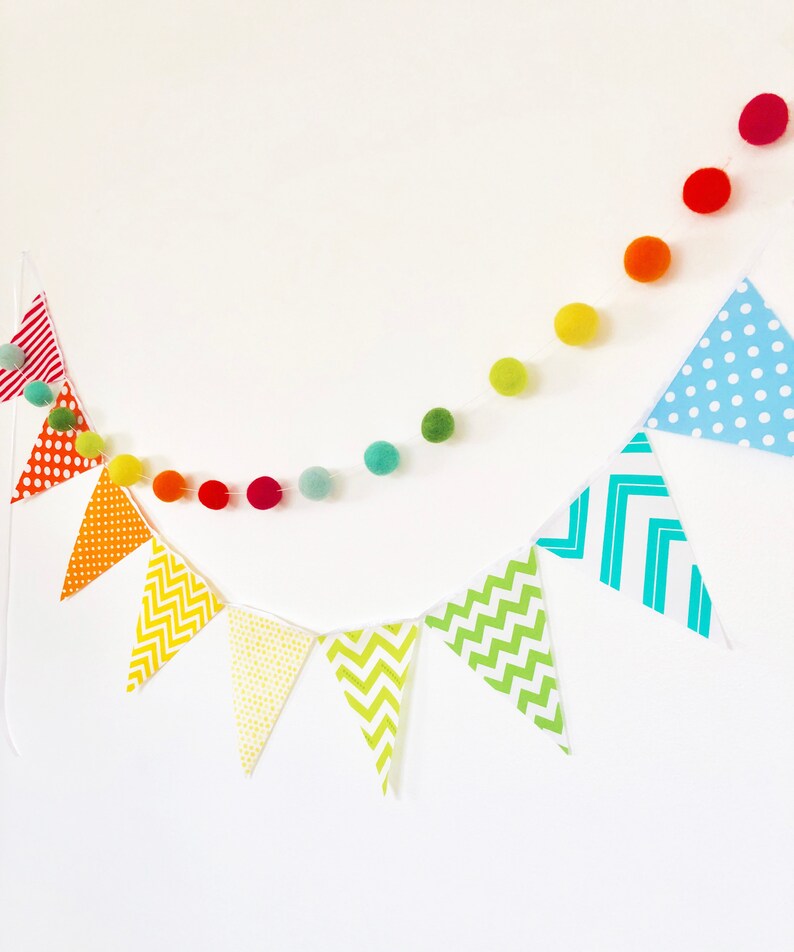 Rainbow Colored Bunting Rainbow Banner Fabric Pennant Flag - Etsy