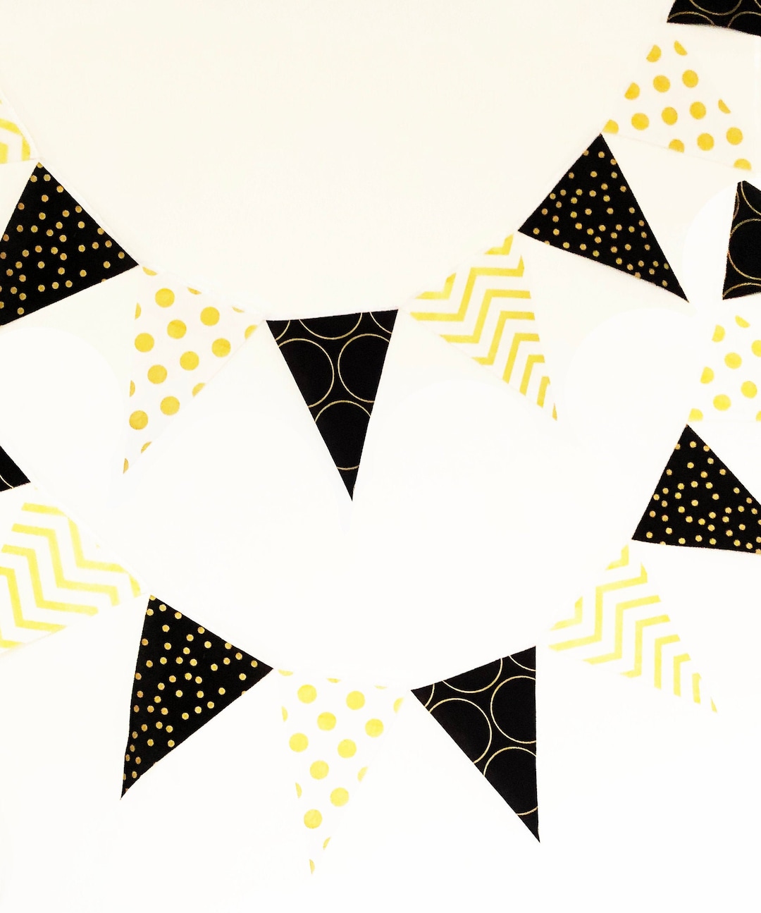 Fabric Banner Bunting, Metallic Gold and Black, Pennant Flags, Glitter ...