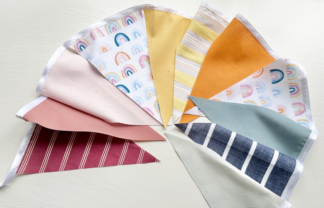 Neutral Bohemian Rainbow Garland Flag Bunting Ombre Color Fabric Banner ...