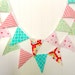 Fabric Banner, Bunting, Pennant Flags, Garland Turquoise, Pink, Mint ...
