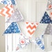 Banner, Bunting, Fabric Pennant Flags, Beach Party, Nautical Navy Blue ...