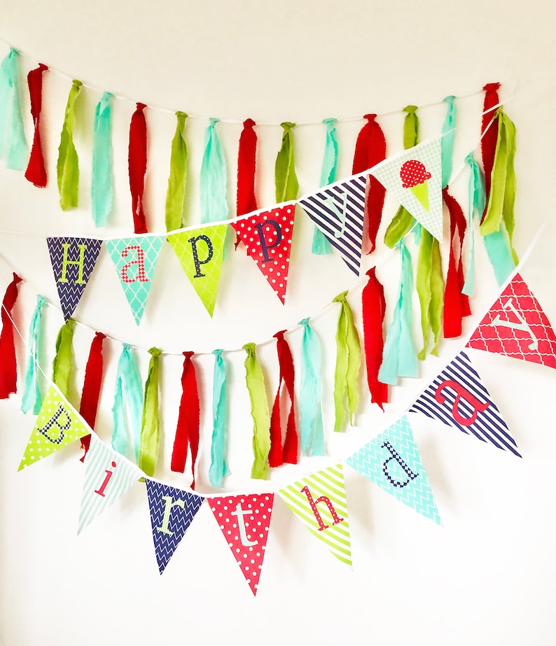 Happy Birthday Bunting Happy Birthday Banner Fabric Pennant | Etsy