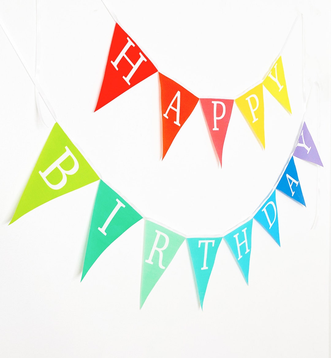 Happy Birthday Bunting, Rainbow Happy Birthday Banner, Fabric Pennant ...
