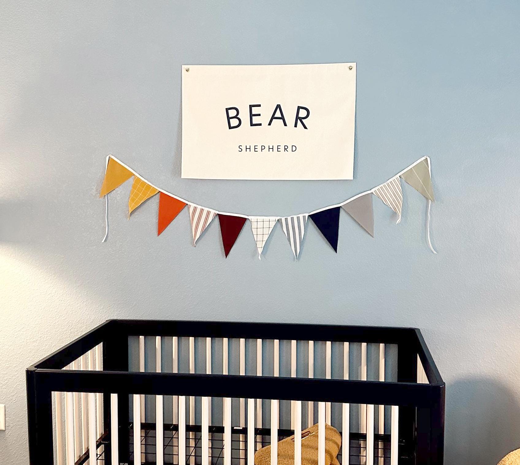 Earth Tone Stripes and Solids Rustic Garland Flag Bunting Fabric Banner ...