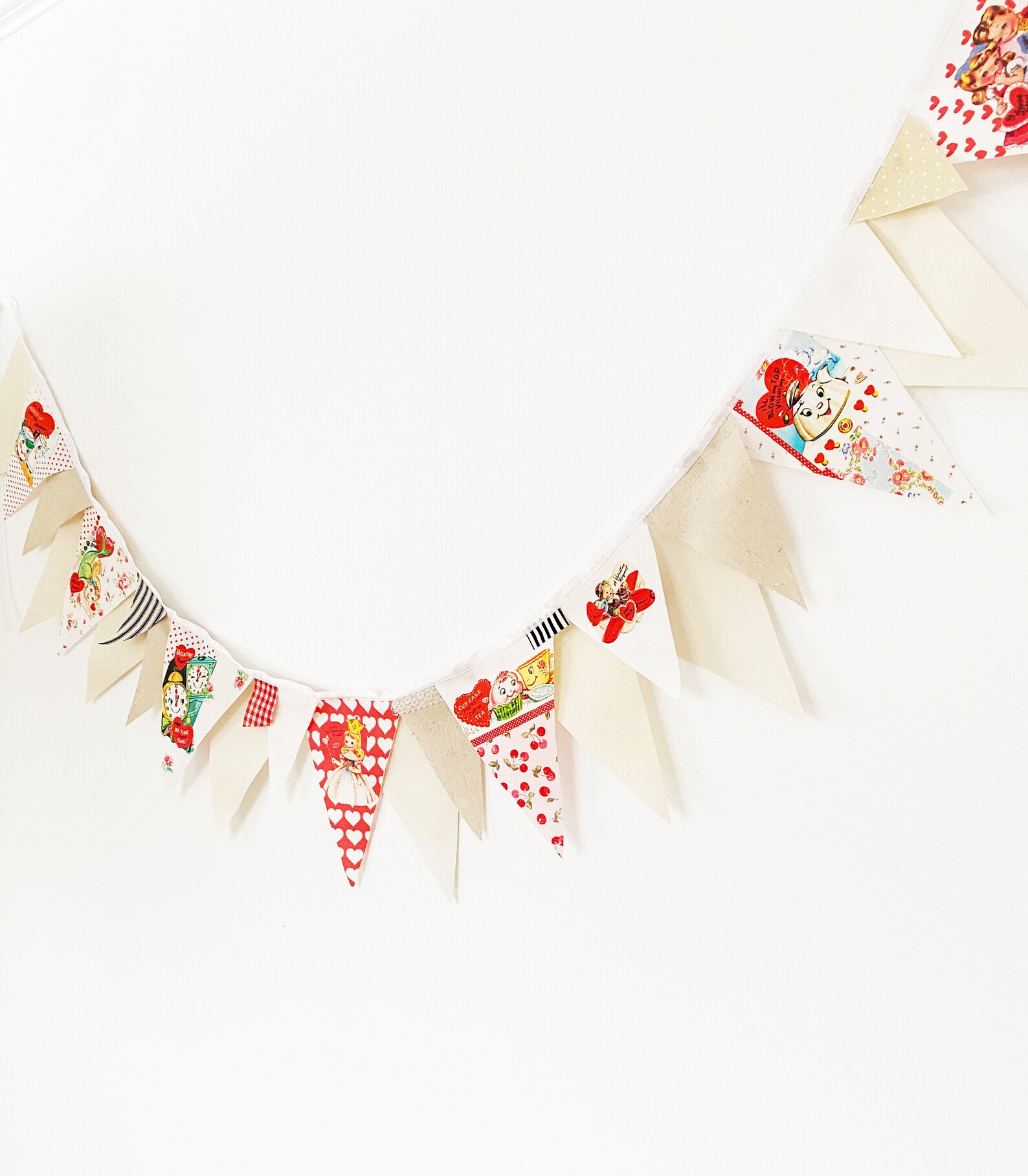 Vintage Valentine Bunting Banner, Valentine's Day Decor Shabby Chic ...