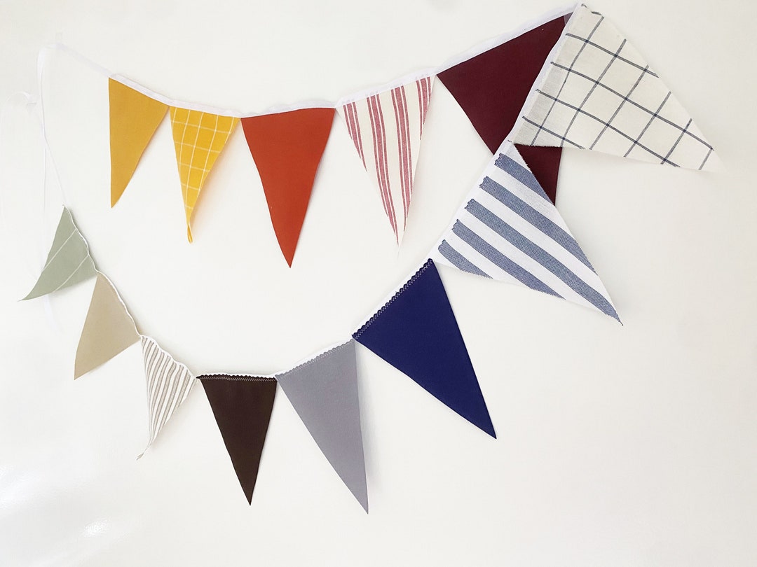 Earth Tone Stripes and Solids Rustic Garland Flag Bunting Fabric Banner ...