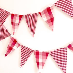 Gingham Banner, Bunting, Fabric Pennant Garland Flags, Baby Shower ...