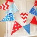 Banner, Bunting, Nautical Fabric Pennant Flags, Royal Blue Shark ...