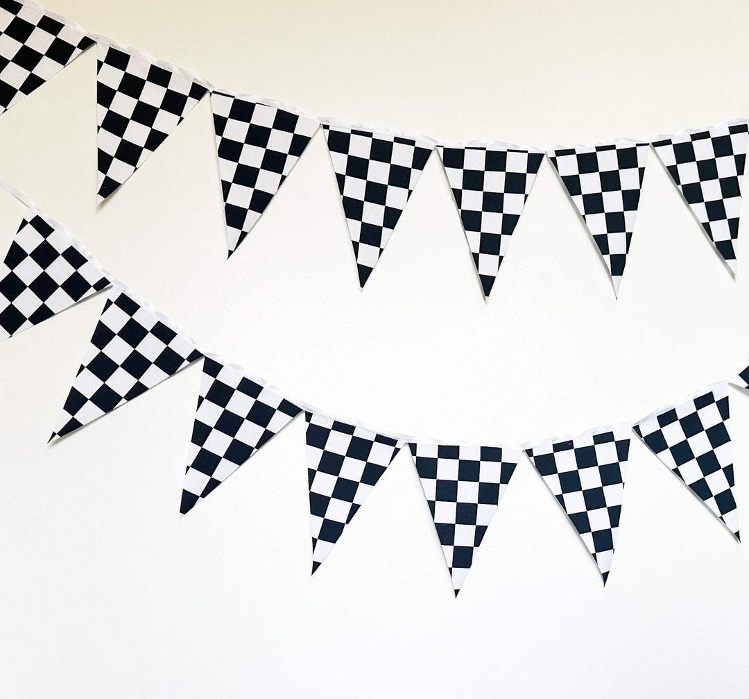 Back and White Checker Party Banner, Bunting, Pennant Flags, Wedding ...