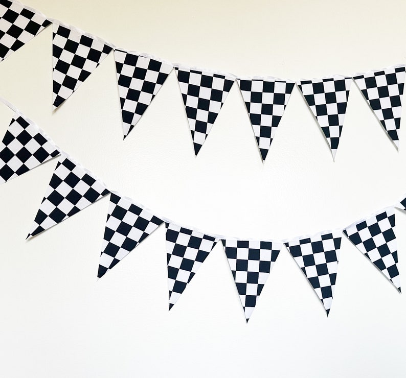 Back and White Checker Party Banner, Bunting, Pennant Flags, Wedding ...