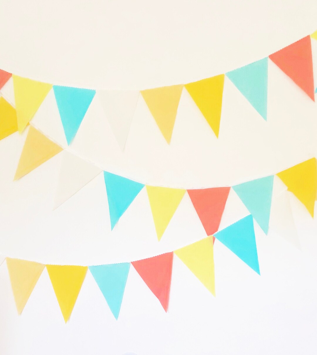 Garland Flag Bunting, Solid Color Fabric Banner, Coral, Yellow, White ...