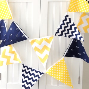 Nautical Banner Bunting Fabric Pennant Flags Navy Blue - Etsy