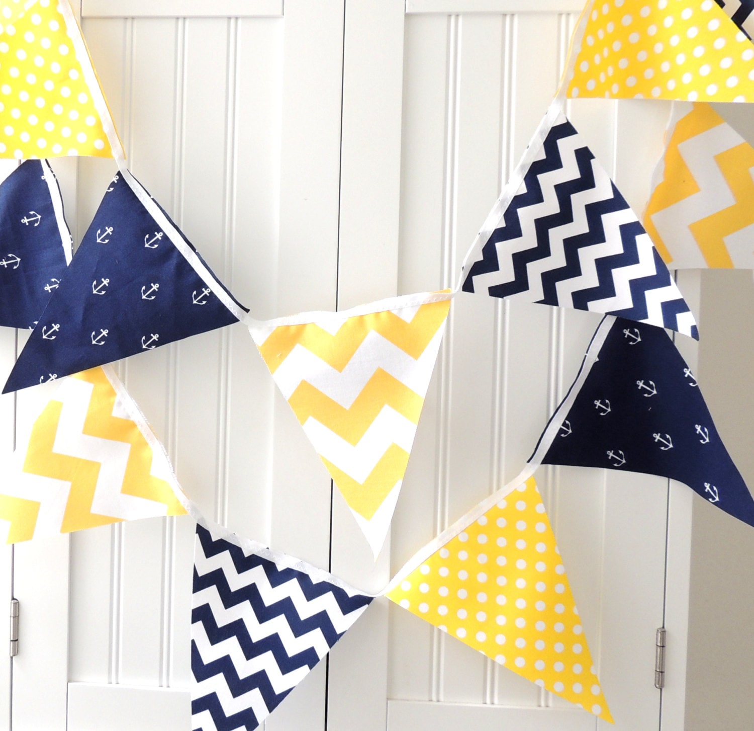 Nautical Banner Bunting Fabric Pennant Flags Navy Blue | Etsy