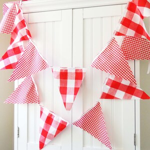 Gingham Banner, Bunting, Fabric Pennant Garland Flags, Baby Shower ...