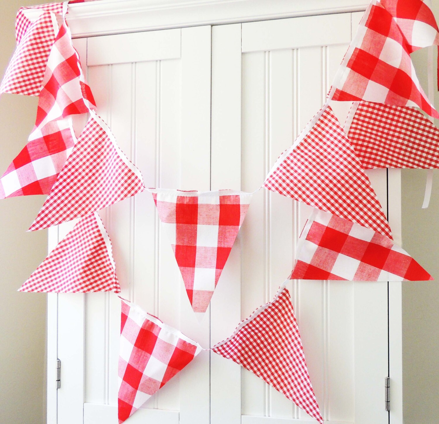 Gingham Banner, Bunting, Fabric Pennant Garland Flags, Baby Shower ...