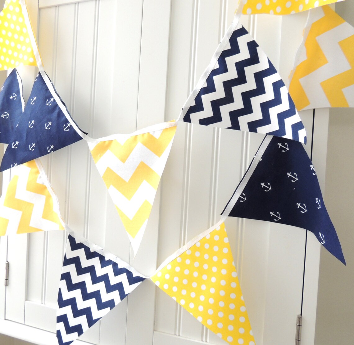 Nautical Banner Bunting Fabric Pennant Flags Navy Blue | Etsy